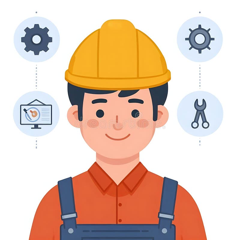 Engineer, Flat Style Illustration Stock Illustration - Illustration of ...