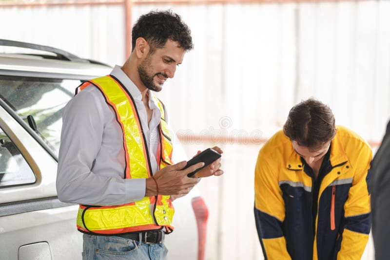 Engineer and Foreman Worker Team Inspect the Construction Site ...