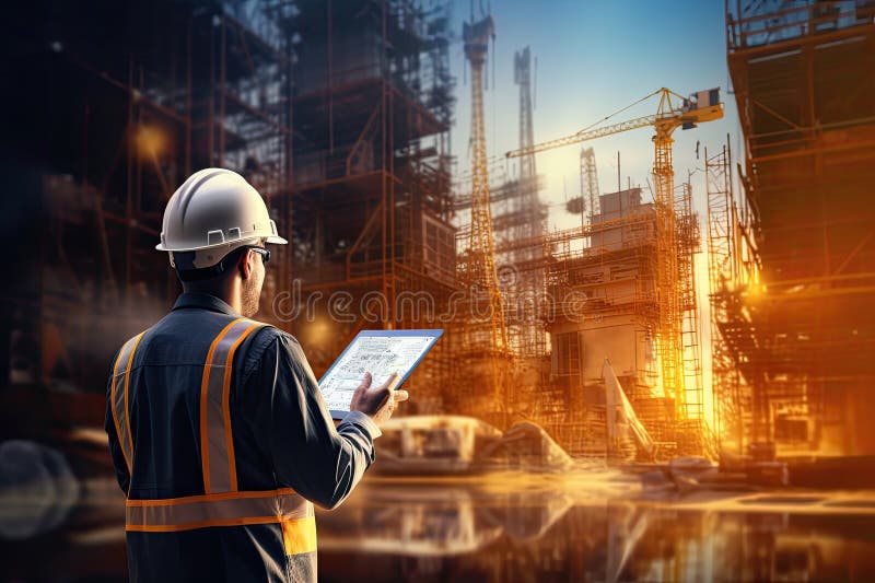 Engineer or Foreman Working at Construction Site. Engineering and ...