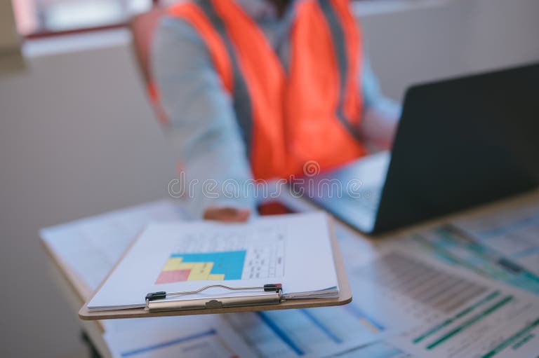 An Engineer or Foreman Working on Site Hand Holding or Handing Over ...
