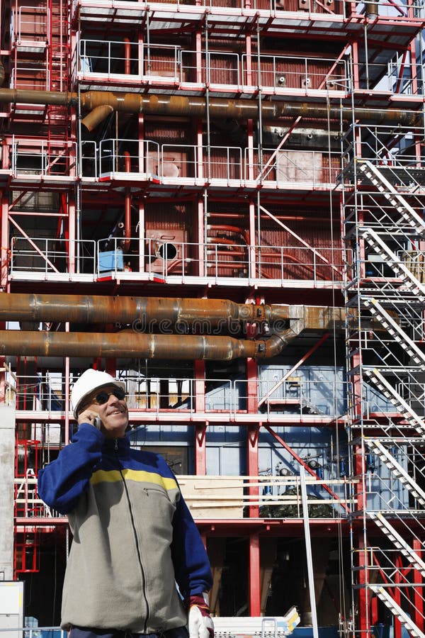 Engineer in Front of Factory Constructions Stock Photo - Image of power ...