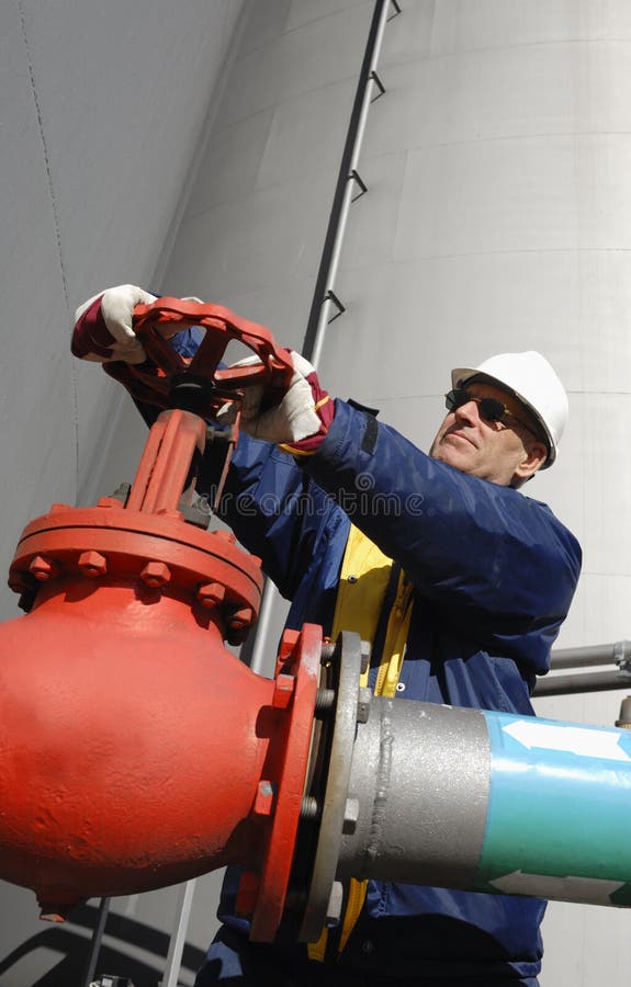 Engineer and Fuel Tank Storage Stock Photo - Image of construction ...