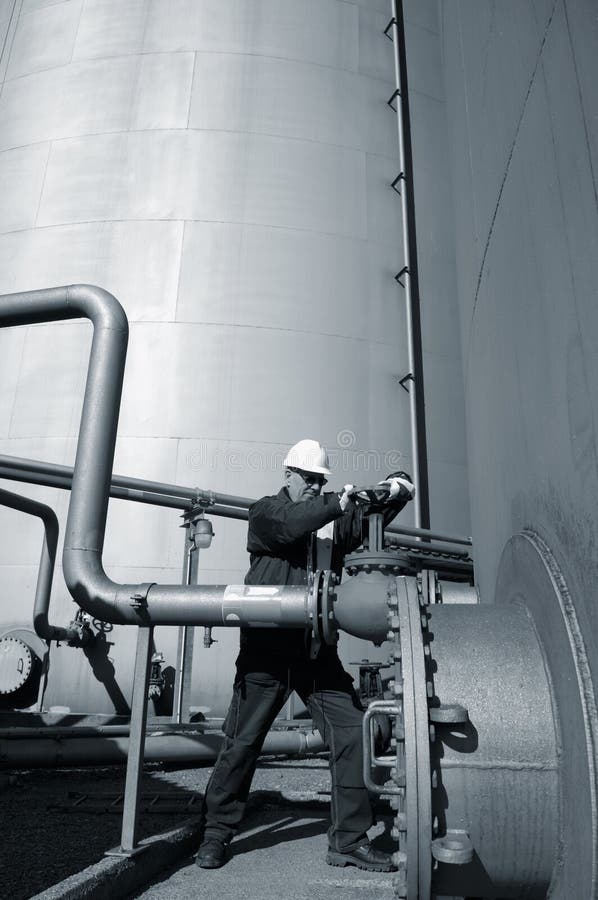 Engineer And Fuel Tank Storage Stock Photo - Image of construction ...