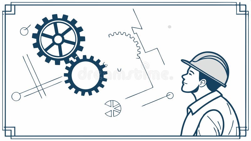 Engineer with Gears and Blueprint Graphic Vector Design Generative AI ...