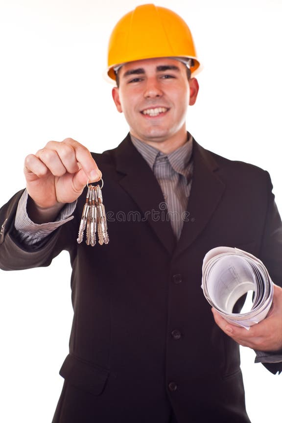 Engineer giving keys stock photo. Image of engineer, give - 13898928
