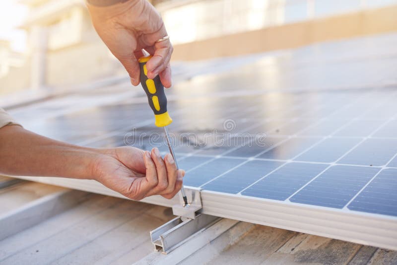 Engineer, Hands and Solar Panel with Maintenance, Working and Industry ...