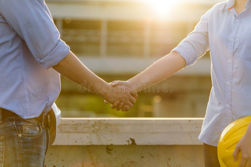 Engineer Handshake on Evening Sunlight Stock Photo - Image of concept ...