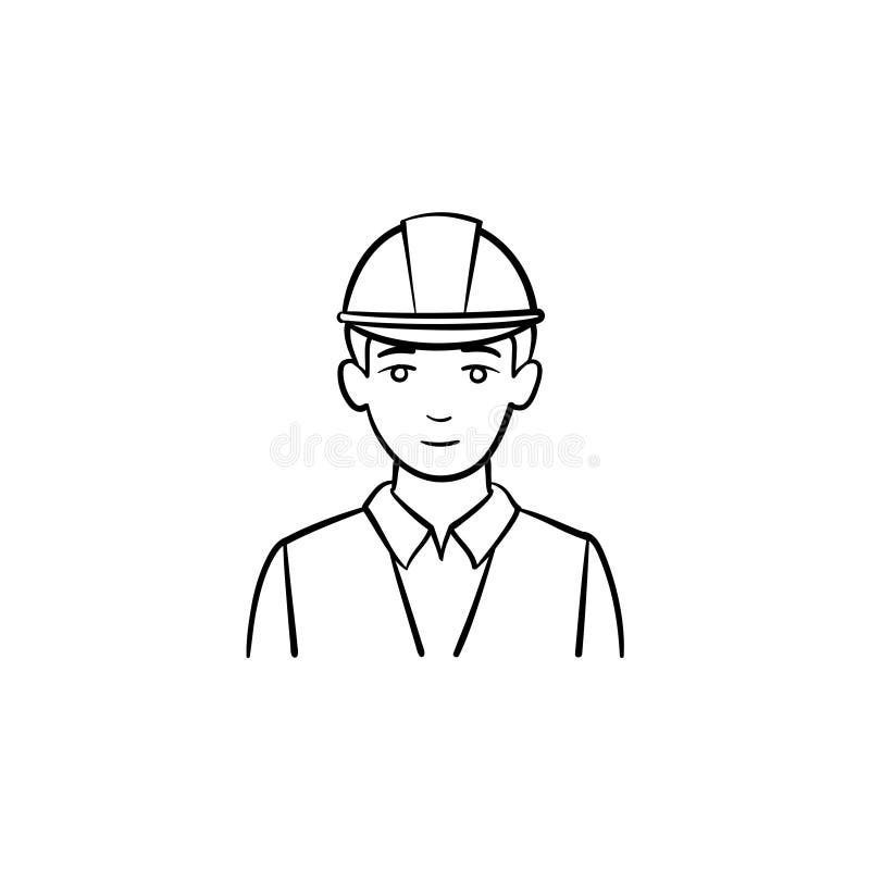 Engineer in Hard Hat Hand Drawn Sketch Icon. Stock Vector ...