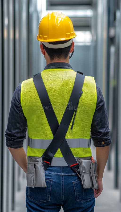 Engineer in Hard Hat and Safety Vest Overseeing Power and Safety ...