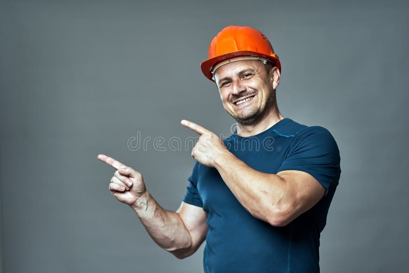 Engineer Pointing Towards Copyspace Stock Photo - Image of portrait ...