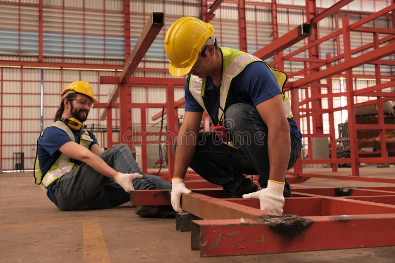 Engineer Has Accident when he Work at Factory Stock Image - Image of ...