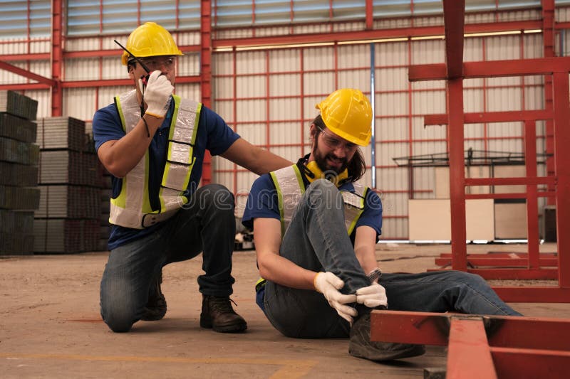 Engineer Has Accident when he Work at Factory Stock Photo - Image of ...