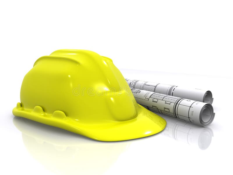 Engineer Helmet and Blueprints Stock Illustration - Illustration of ...