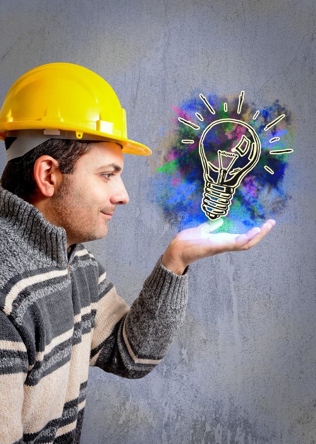 Engineer with a Helmet on His Head Stock Image - Image of business ...