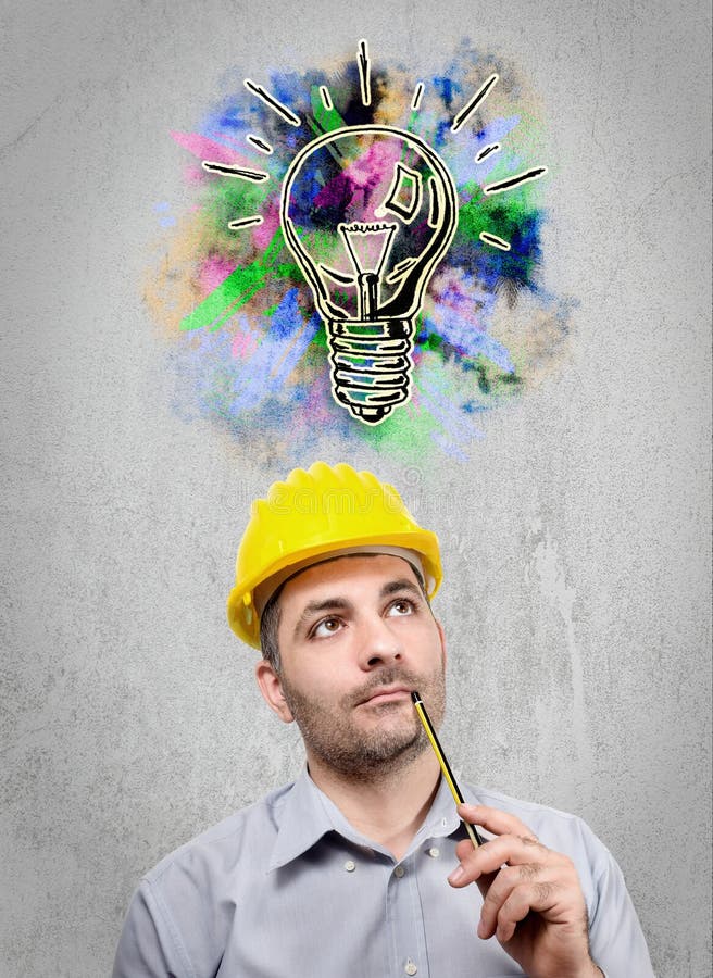 Engineer with a Helmet on His Head Stock Photo - Image of opportunities ...