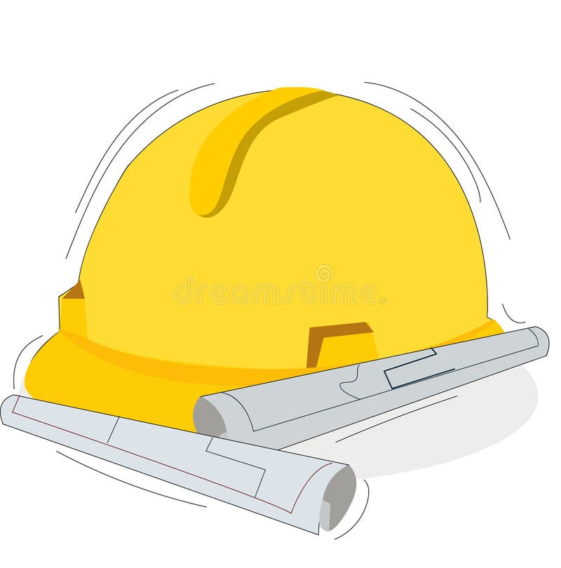 Engineer Helmet T-square and Paper Stock Vector - Illustration of brand ...