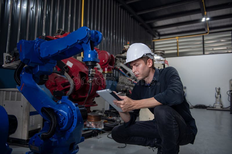 Engineer Inspection Control a Robot Arm Welding Machine with a Remote ...