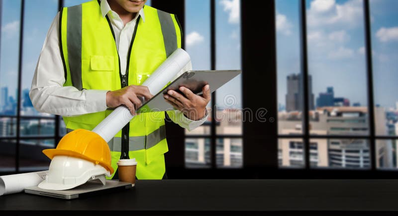 Engineer in Helmet for Workers Security on Office Buildings and ...