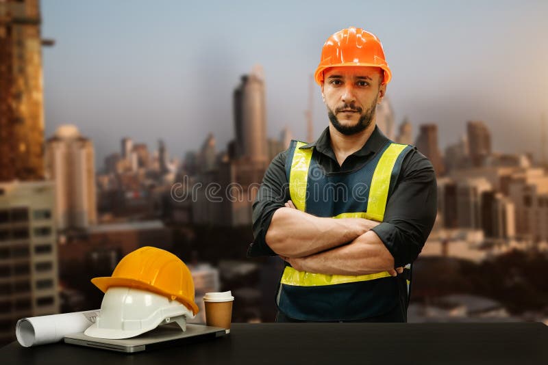 Engineer in Helmet for Workers Security on Office Buildings and ...