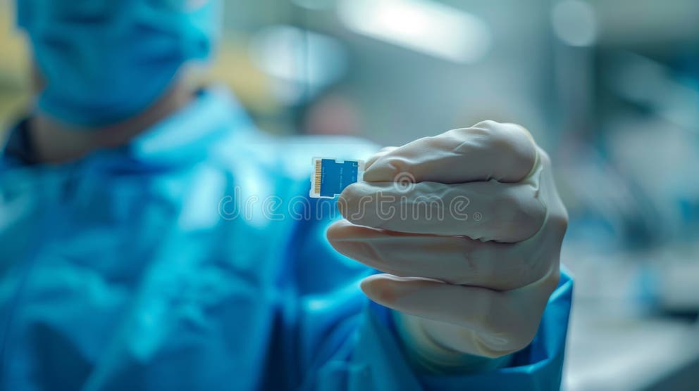 Engineer Holding Advanced Microchip.AI Generated Image Stock Photo ...