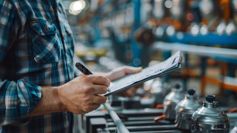 Engineer Holding a Checklist and Marking Products. Stock Illustration ...