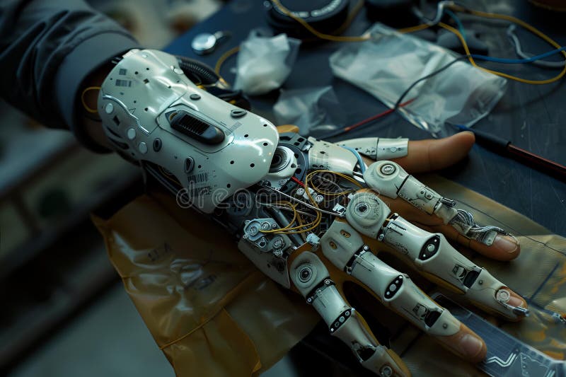 Engineer Holding Futuristic Bionic Prosthetic Hand in Laboratory Stock ...