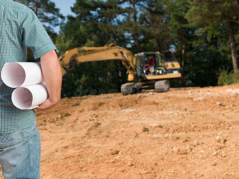 Engineer Holding Plans, Silhouette Stock Photo - Image of engineer ...