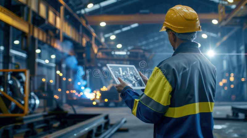 The Engineer Holding Tablet. AI Generated Stock Illustration ...