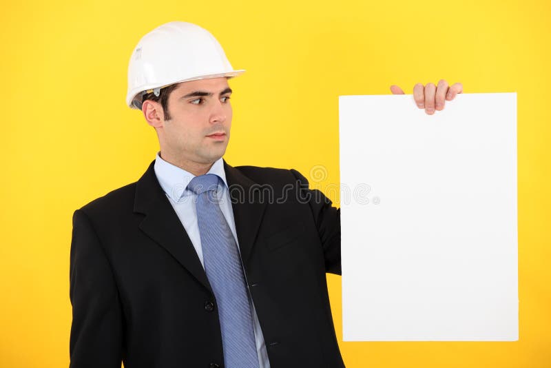 Civil Engineer and Blank Sign Stock Photo - Image of hardhat, helmet ...