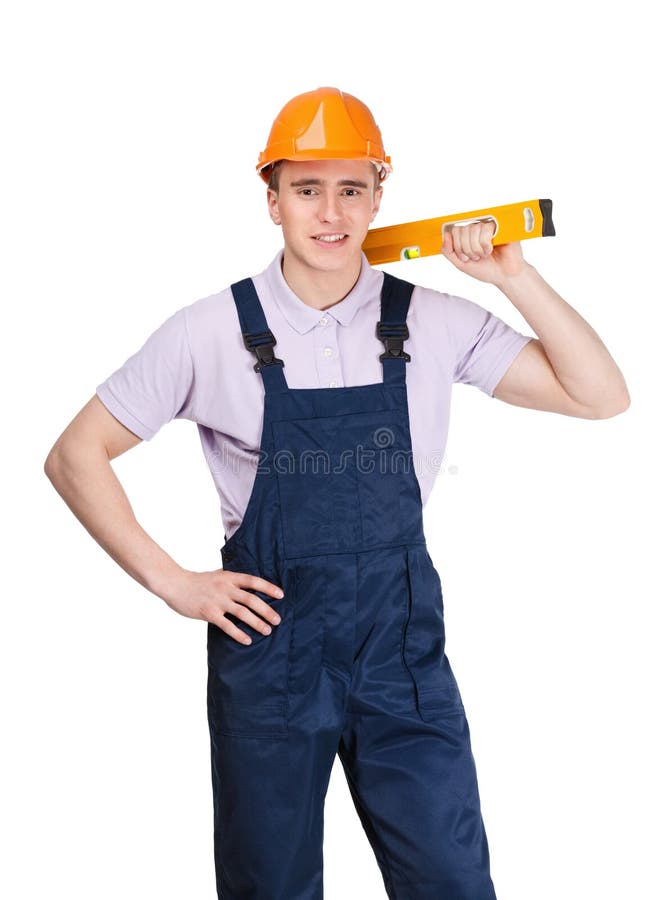 Engineer Holds Engineer S Level Stock Image - Image of adult ...