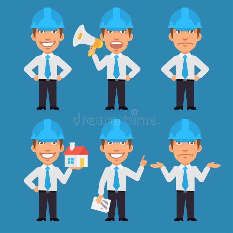 Engineer Holds Megaphone Documents and Showing Stock Vector ...