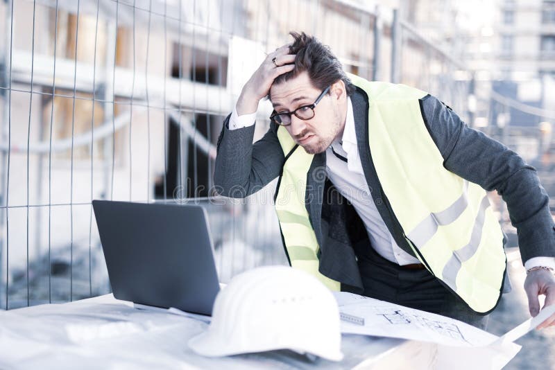Engineer Horrified at the Construction Site Stock Photo - Image of ...