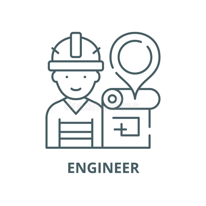 Engineer and House Plan Vector Line Icon, Linear Concept, Outline Sign ...