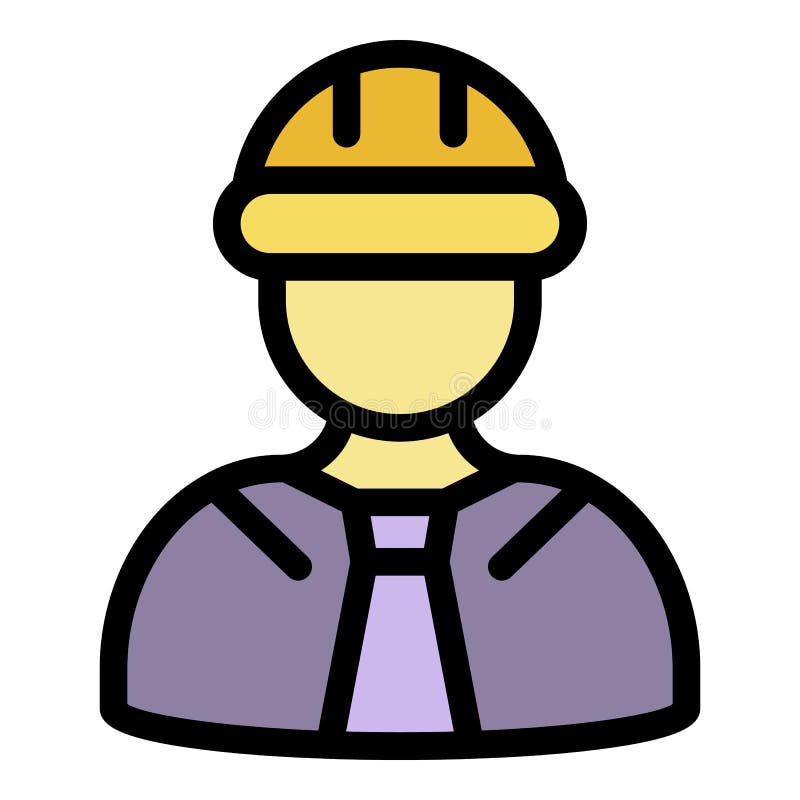 Engineer Icon Color Outline Vector Stock Vector - Illustration of flat ...