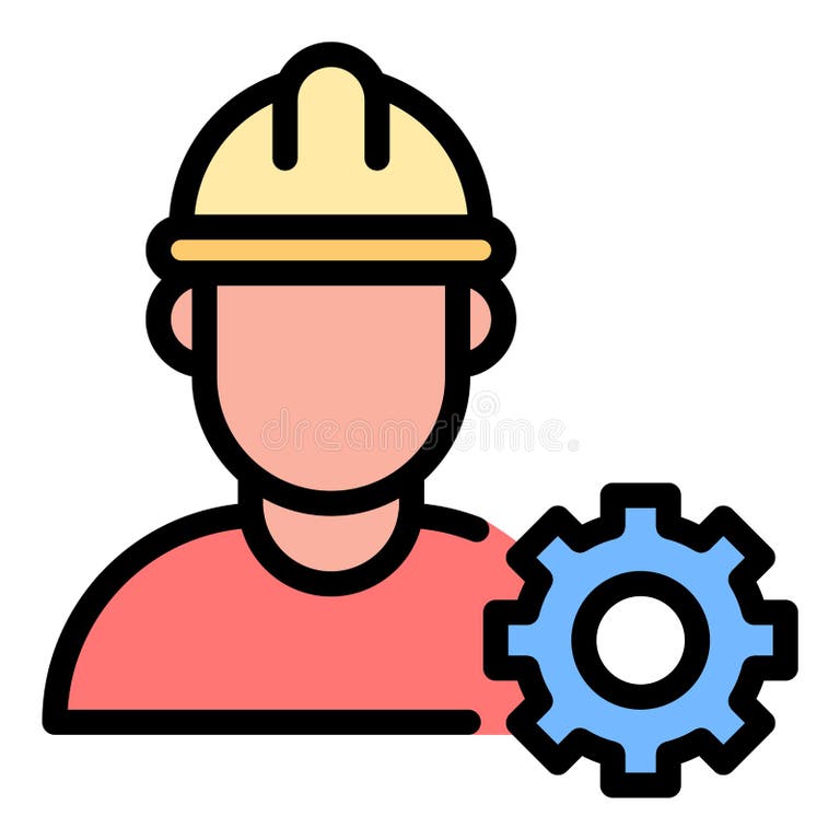 Engineer Icon Flat Line Style Illustration Representing Technical ...