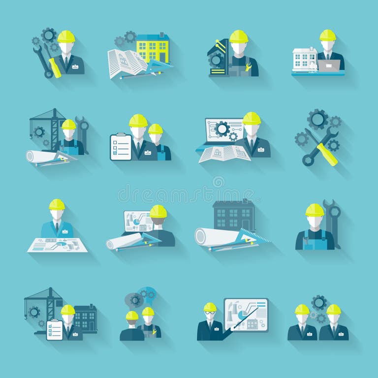 Engineer icon set stock vector. Illustration of pictogram - 47722671