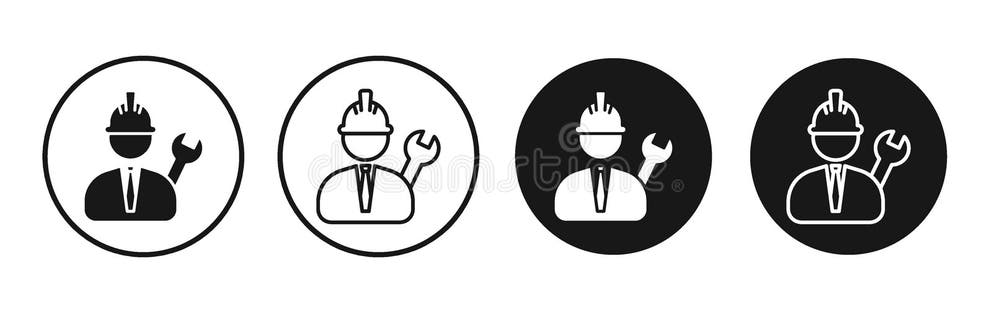 Engineer Icon Vector Set on White Background Stock Vector ...