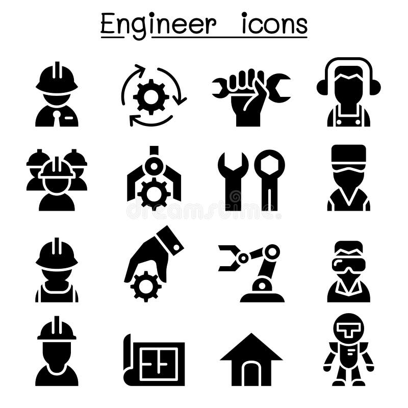 Engineer icon set stock vector. Illustration of logo - 103989940