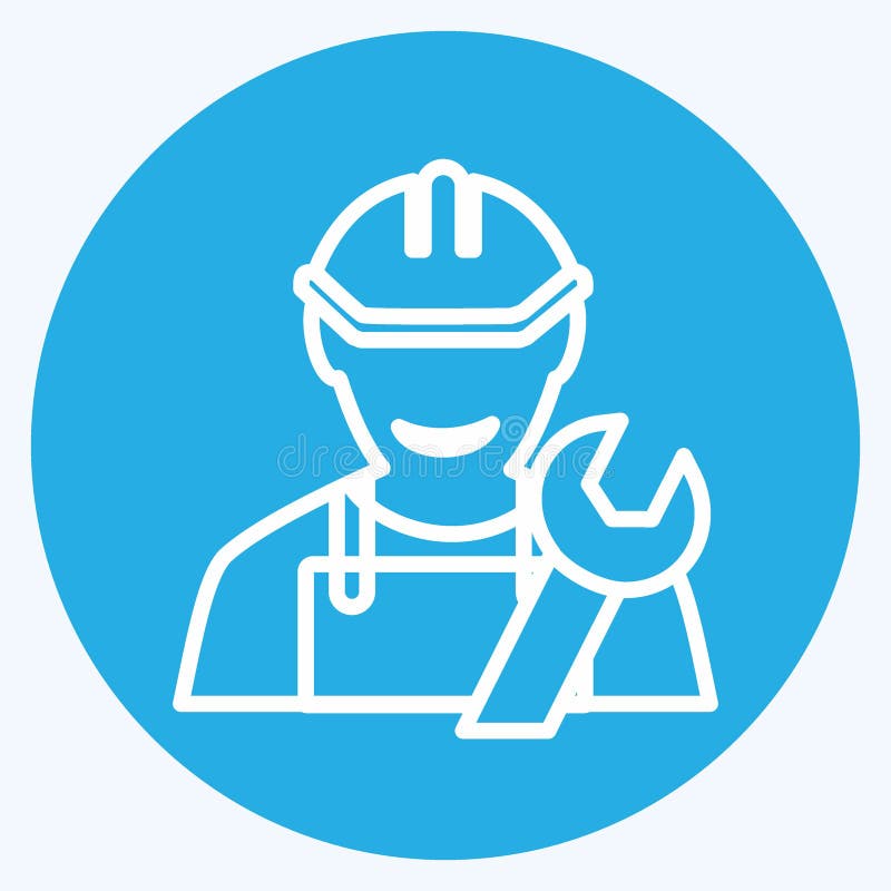 Engineer Icon in Trendy Blue Eyes Style Isolated on Soft Blue ...