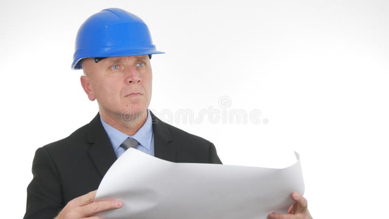 Engineer Image Using Construction Paper Plans Stock Photo - Image of ...