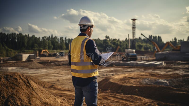 Engineer Inspecting Construction Site Stock Illustration - Illustration ...