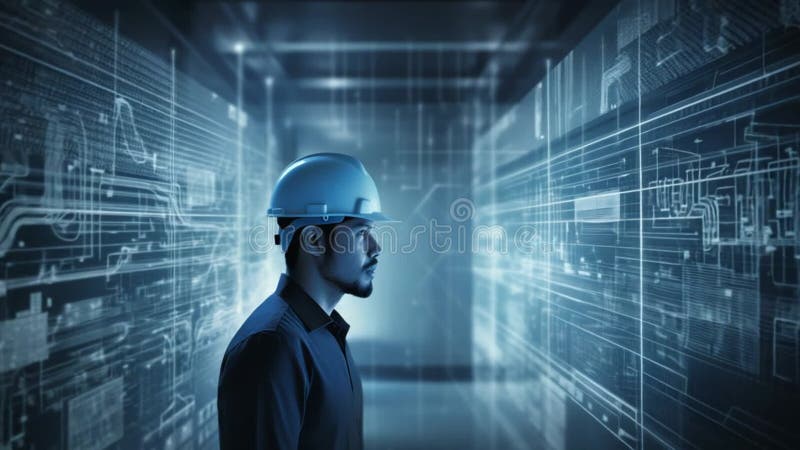 Futuristic Engineer Inspecting Digital Infrastructure Data Centers and ...