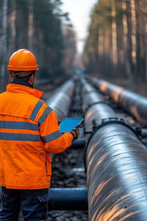 Engineer Inspecting Pipeline Infrastructure Ensuring Energy Security and Safety Standards Stock ...