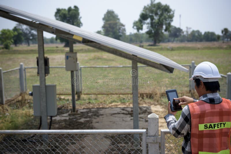 Engineers are Working on Inspecting Solar Power Generation Equipment ...