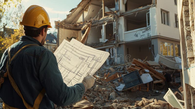 Engineer Inspecting Structural Damage on a House after an Earthquake ...