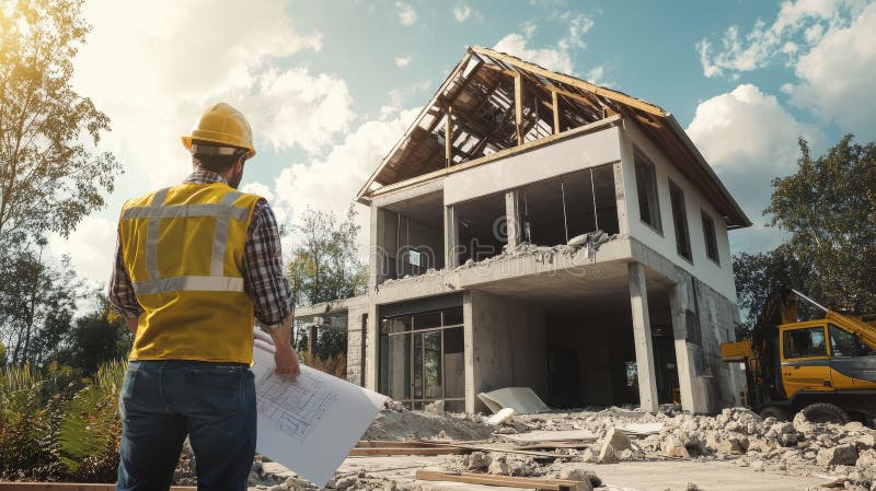 Engineer Inspecting Structural Damage on a House after an Earthquake ...