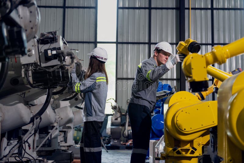 Engineer Inspection Control a Robot Arm Welding Machine with a Remote ...