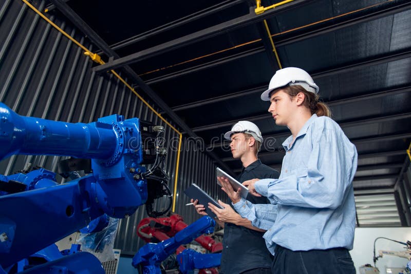 Engineer Inspection Control a Robot Arm Welding Machine with a Remote ...