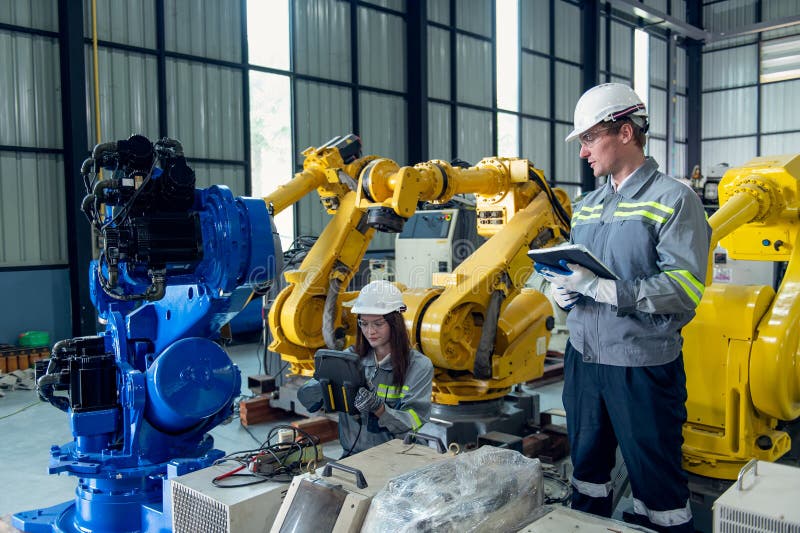 Engineer Inspection Control a Robot Arm Welding Machine with a Remote ...