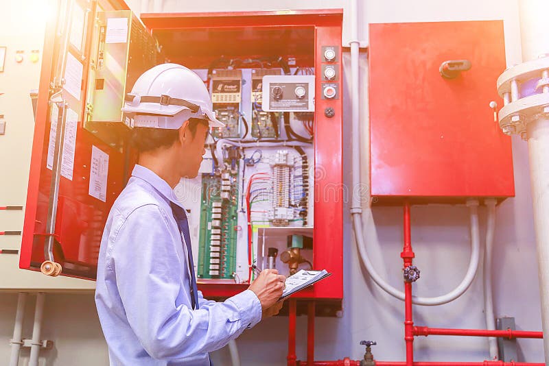 Engineer Inspection Industrial Fire Control System Stock Photo - Image ...